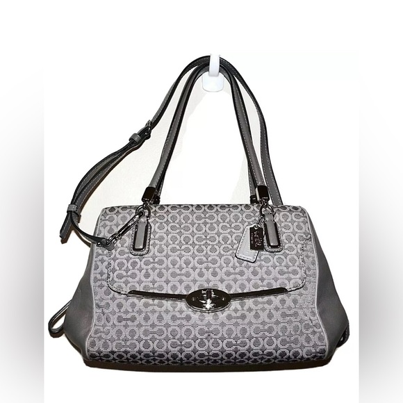 Coach | Bags | Coach Gray Signature Jacquard Leather Madison Madeline ...